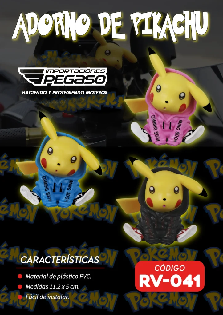 PIKACHU MOTERO RUTERO ADORNO MOTO POKEMON – Importaciones Pegaso